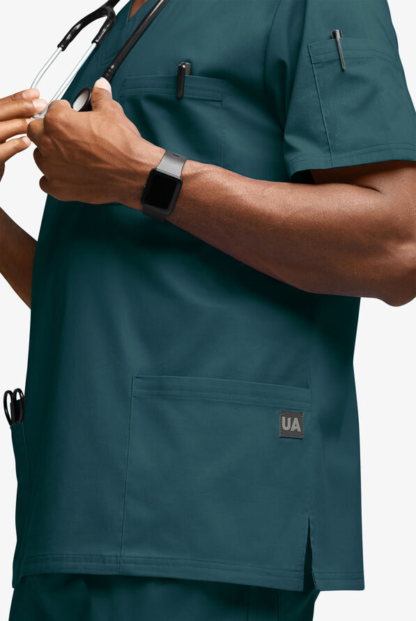 UA Butter-Soft STRETCH Men's 5-Pocket V-Neck Scrub Top, Nursing Scrubs