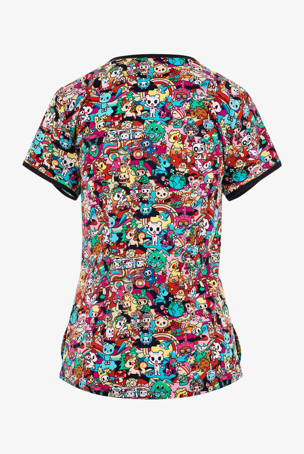 koi tokidoki Stay Groovy Women's 2-Pocket STRETCH Y-Neck Print Scrub ...