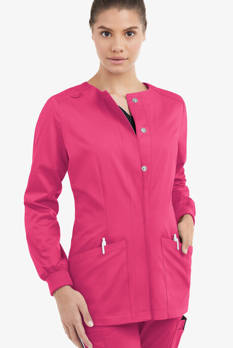 UA Butter-Soft STRETCH Pink Ribbon Fuchsia Women's 2-Pocket Long Sleeve ...