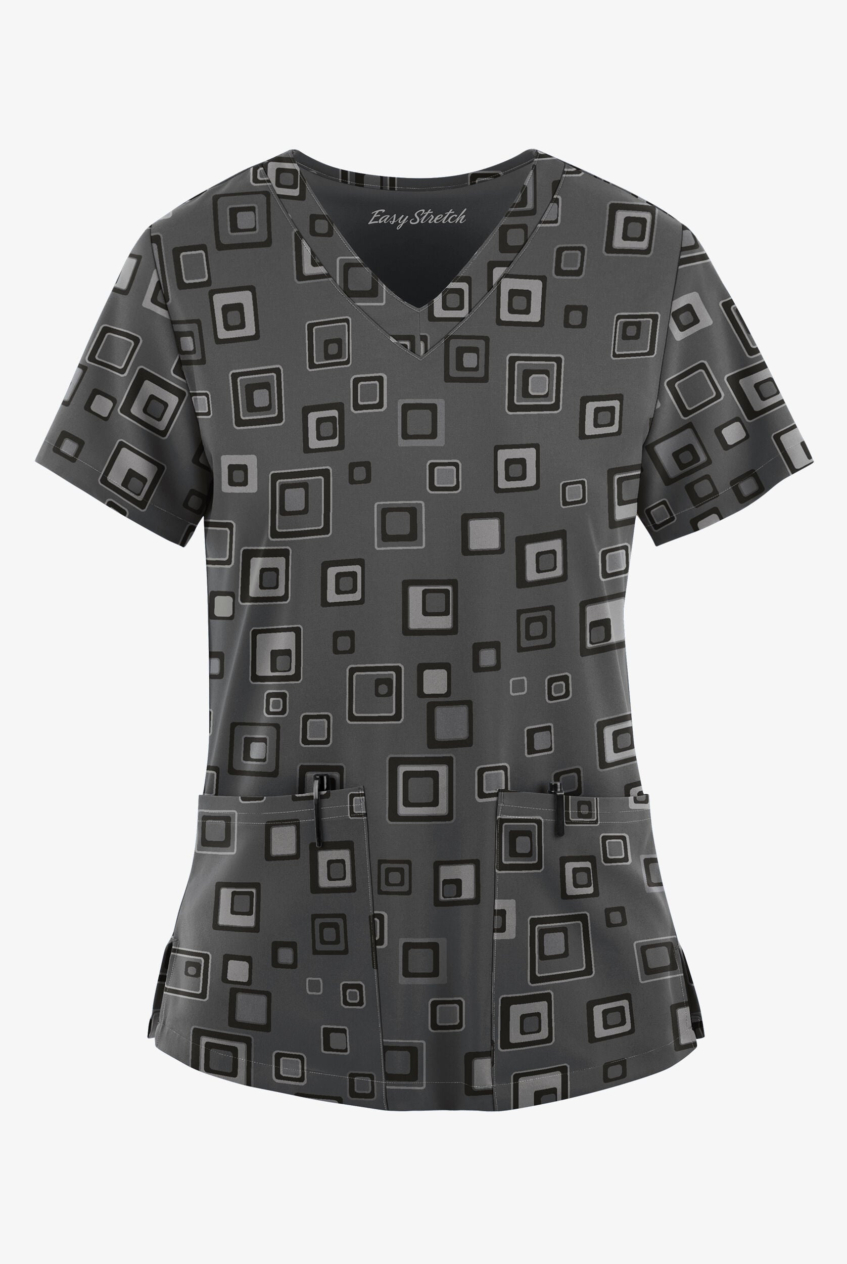 Easy Stretch Mitered Print Scrub Top, Print Scrubs