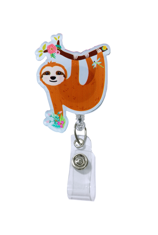 Outside the Box Sloth Acrylic ID Badge Reel, Nursing Gifts