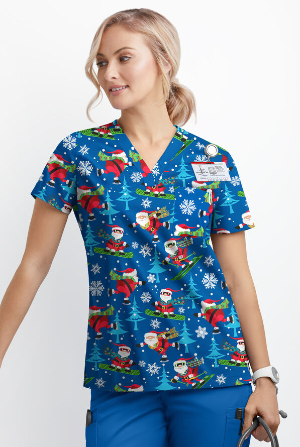 UA Butter-Soft STRETCH Santa on Vacation Royal Women's 1-Pocket Print ...