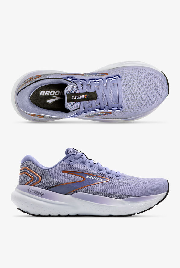 Brooks Women's Glycerin 21 Lavender/Black/Copper Athletic Lace Up ...