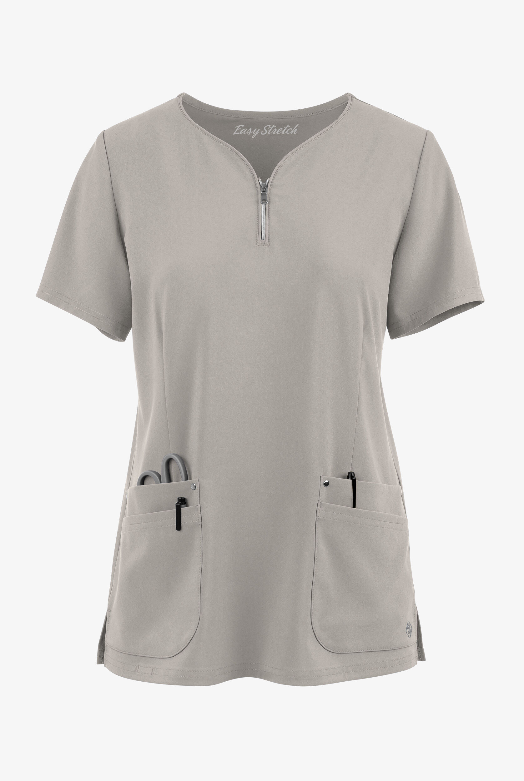 Easy STRETCH Arianna Women's 4 Pocket Curved Neck Scrub Top, Nursing Scrubs