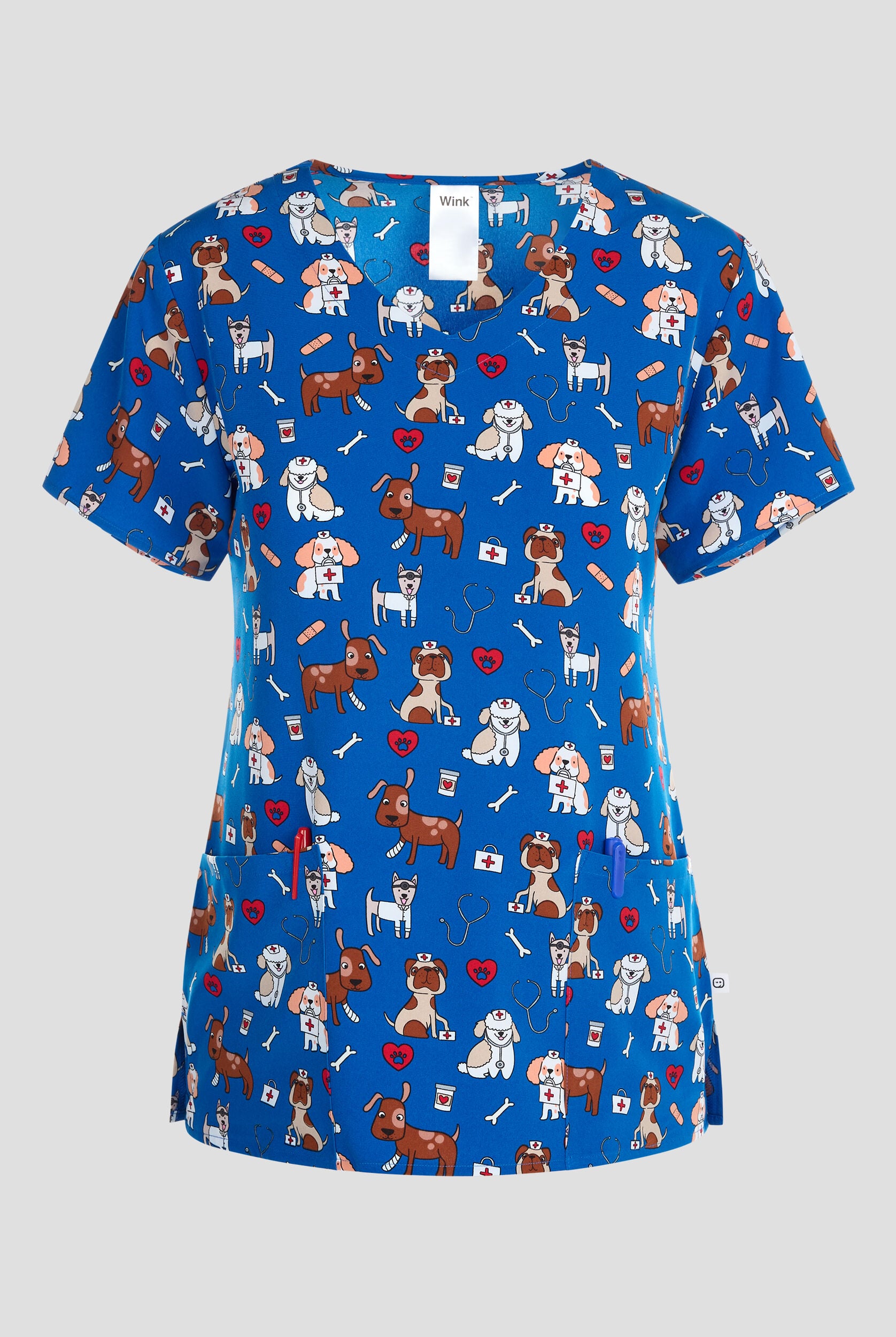 Wink Dog-tor Duty Women's 2-Pocket STRETCH V- Neck Print Scrub Top ...