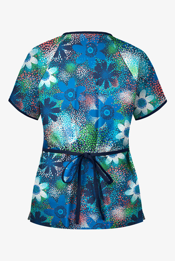 UA Butter-Soft Pop Art Floral Navy Women's 2-Pocket Mock Wrap Print ...