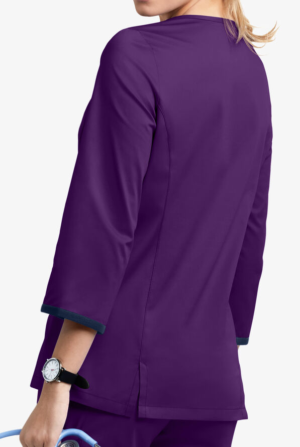 UA 3/4 Sleeve Scrub Top with Zip Closure, Fashion Solid Scrubs