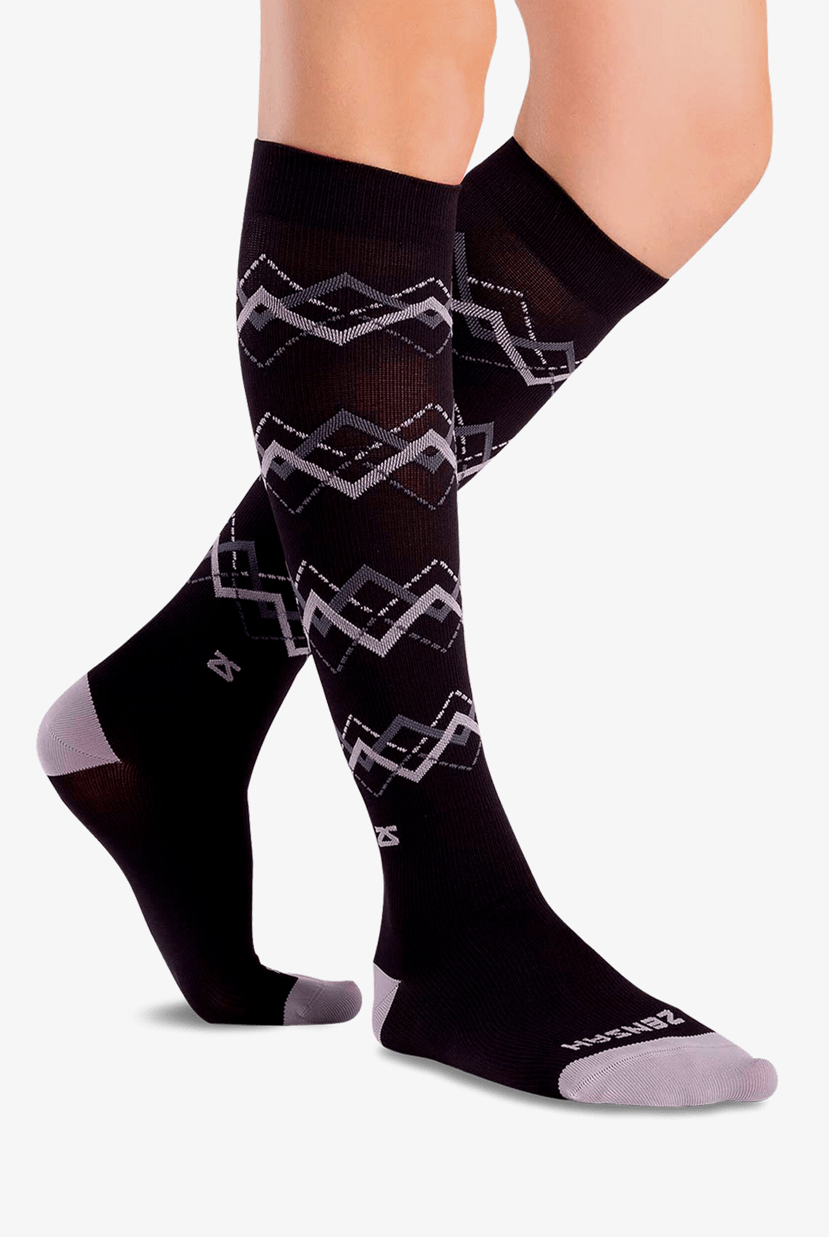 Zensah Men's Chevron Argyle Compression Socks, nursing socks