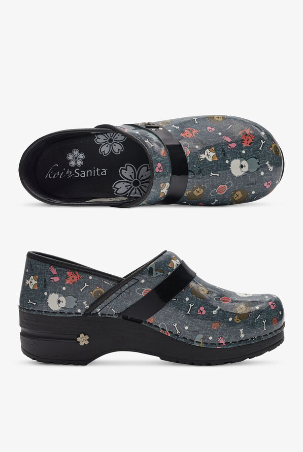 koi by Sanita Meow Women's Patent Leather Nursing Clog, Nursing Clog