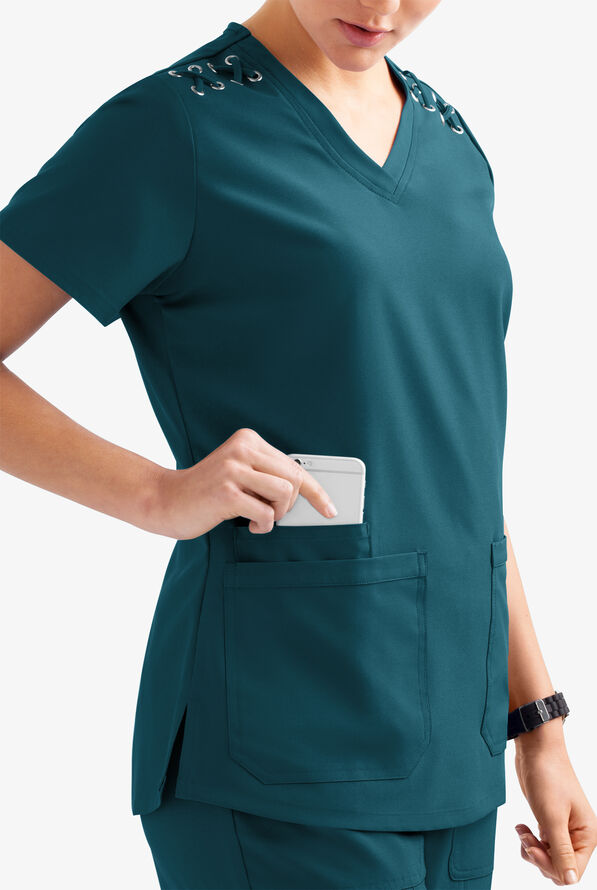 Easy STRETCH by Butter-Soft Leila Lace Up Scrub Top | Stretch Scrubs