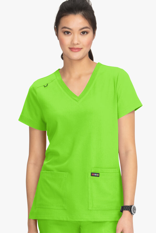 French Bull Luna Women's 3-Pocket STRETCH V-Neck Scrub Top, Stretch Scrubs