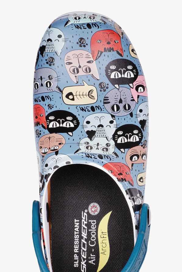 Skechers Arch-Fit Slip Resistant Cats Back Strap Clogs, Nursing Clogs
