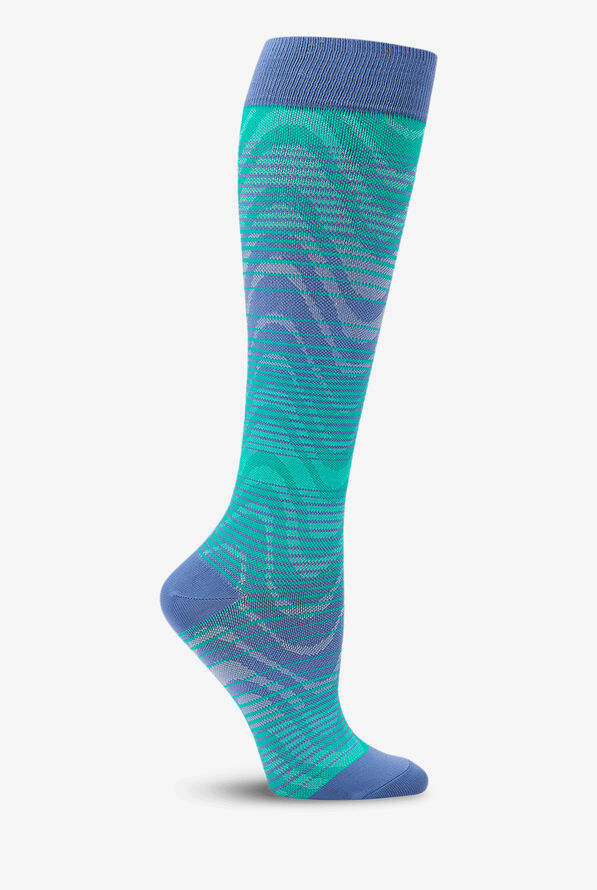 Nurse Mates Turquoise Ombre Wave Women's ACTIVE Socks, Nursing Socks