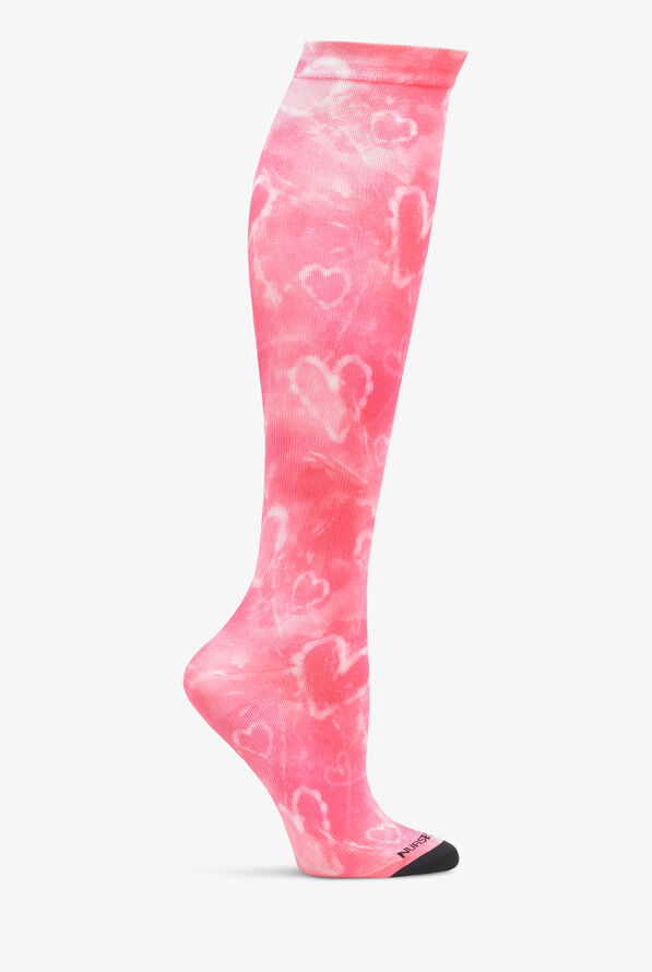 Nurse Mates Pink Tie Dye Hearts Women's 12-14 mmHg Light 360 ...