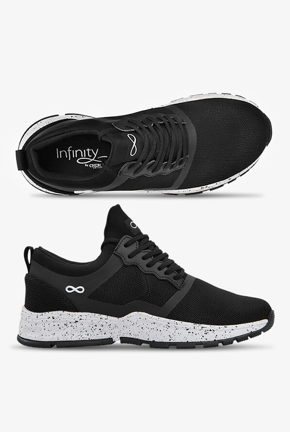 Cherokee infinity Black Women's Fly Lace Up Sneakers, Nursing Shoes