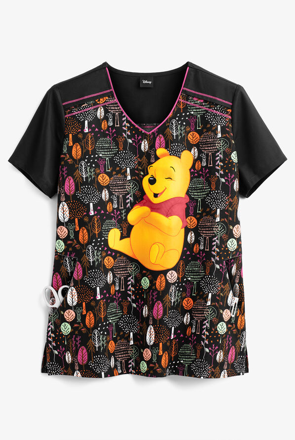 Cherokee Tooniforms Silly Ol' Bear Print Scrub Top, Disney Scrubs