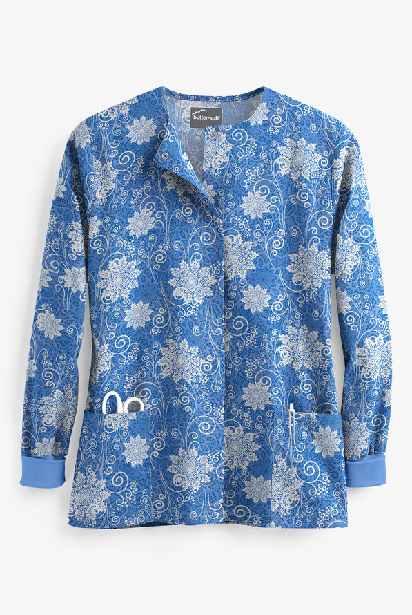 Butter-Soft Winter Breeze Ceil Warm Up Scrub Jacket, Holiday Scrubs