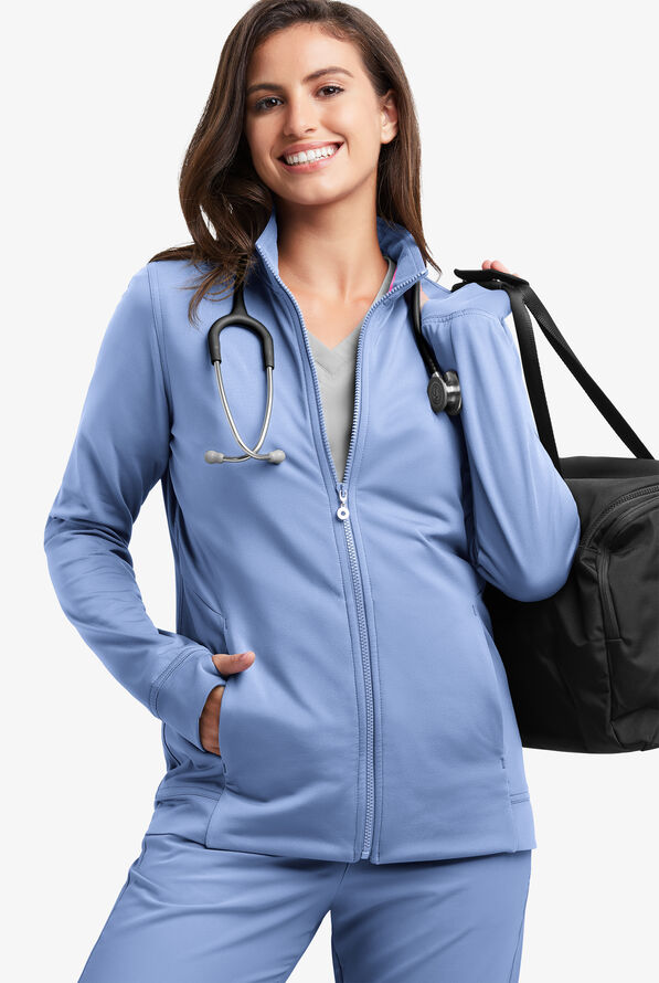 MOVEMENT by Butter-Soft Long Sleeve Warm-Up Scrub Jacket, Knit Scrubs