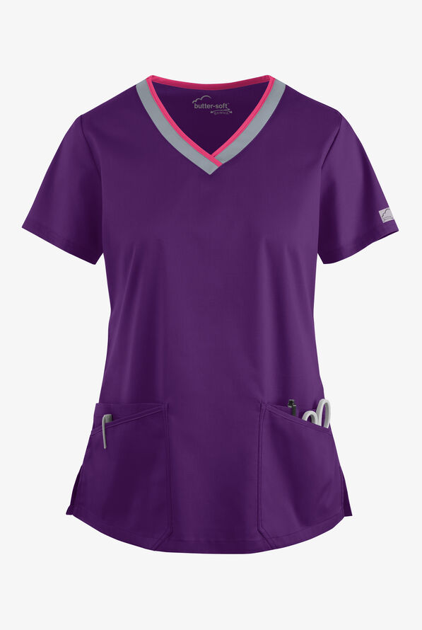 Butter-Soft STRETCH Active Rounded V-Neck Scrub Top | Sporty Scrubs