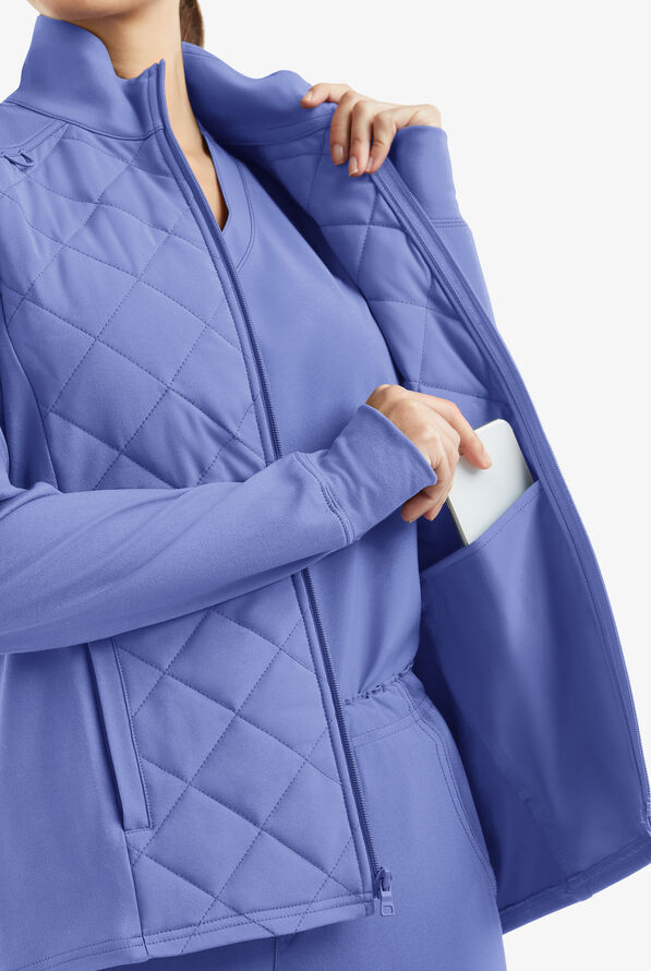 Easy STRETCH Keira Quilted Long Sleeve Scrub Jacket, Nursing Jackets