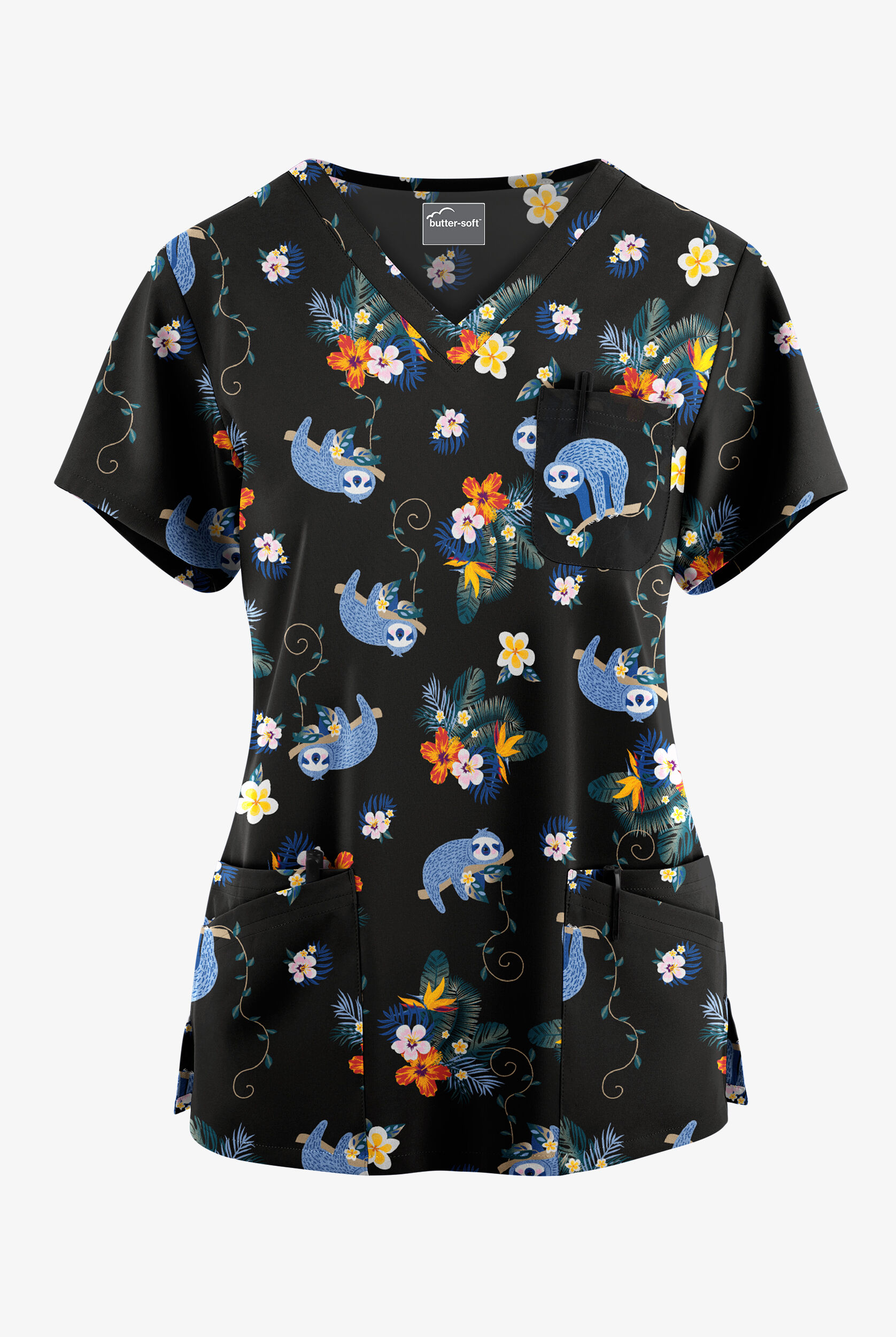 Buttersoft Originals Sloth Nap Time Black Printed Women's 7-Pocket ...