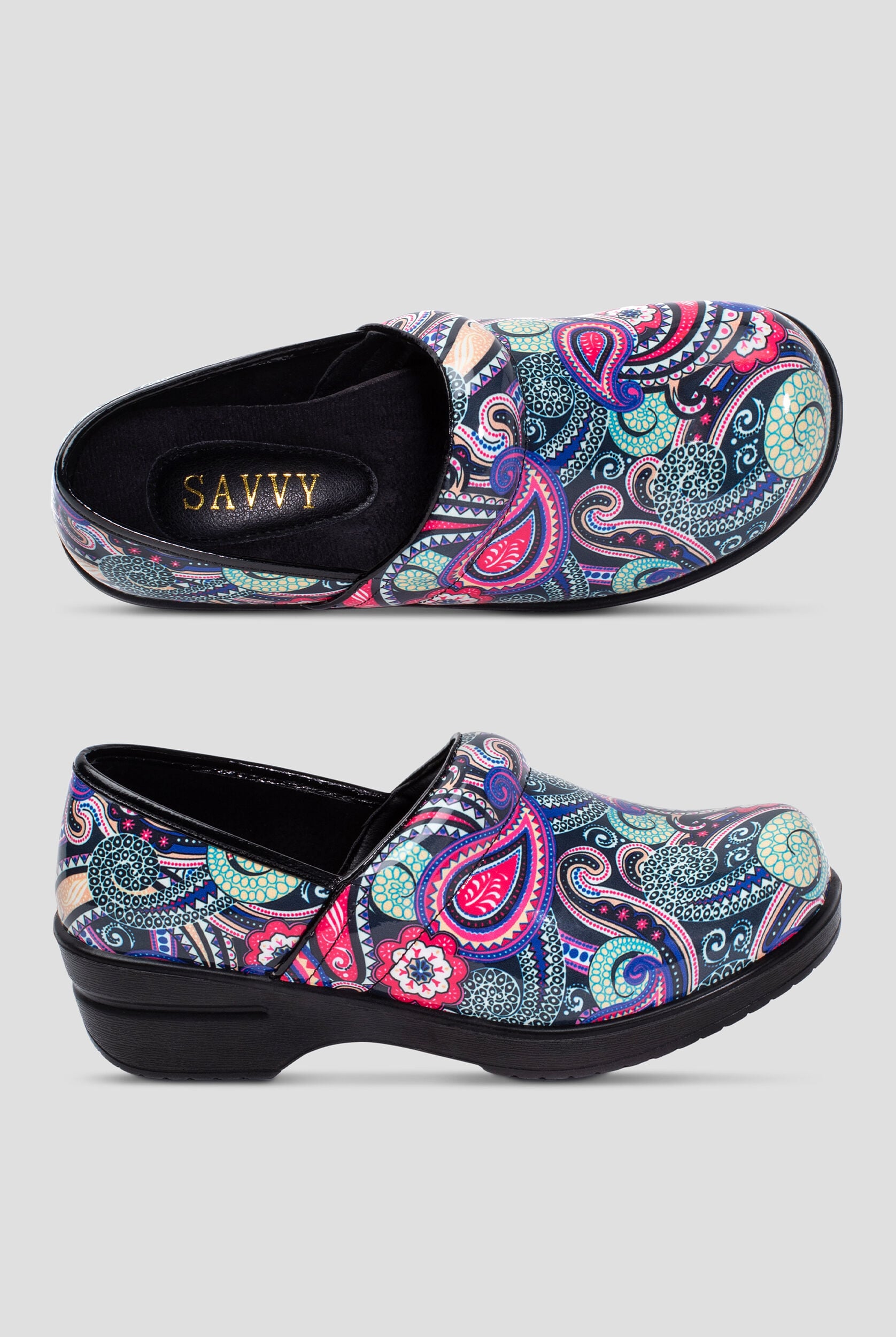 Savvy Women's Brandy Lilly Paisley Clogs, Nursing Clogs