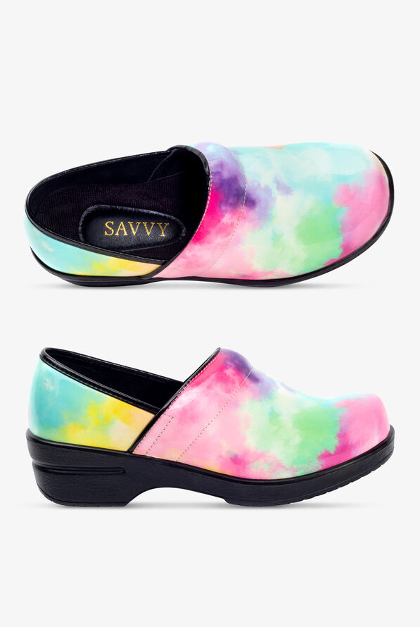 Savvy Women's Brandy Multi Tie Dye Clogs, Nursing Clogs