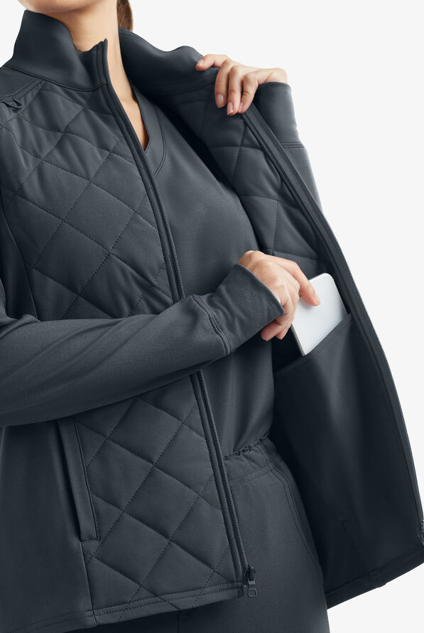 Easy STRETCH Keira Quilted Long Sleeve Scrub Jacket, Nursing Jackets