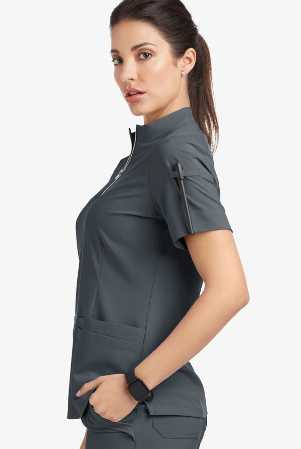 Easy STRETCH Jen Zipper Neck Top, Fashion Scrubs
