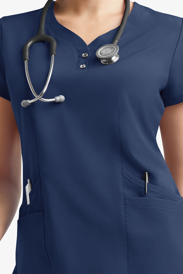 Easy STRETCH by Butter-Soft Demi Henley Scrub Top, Fashion Scrubs