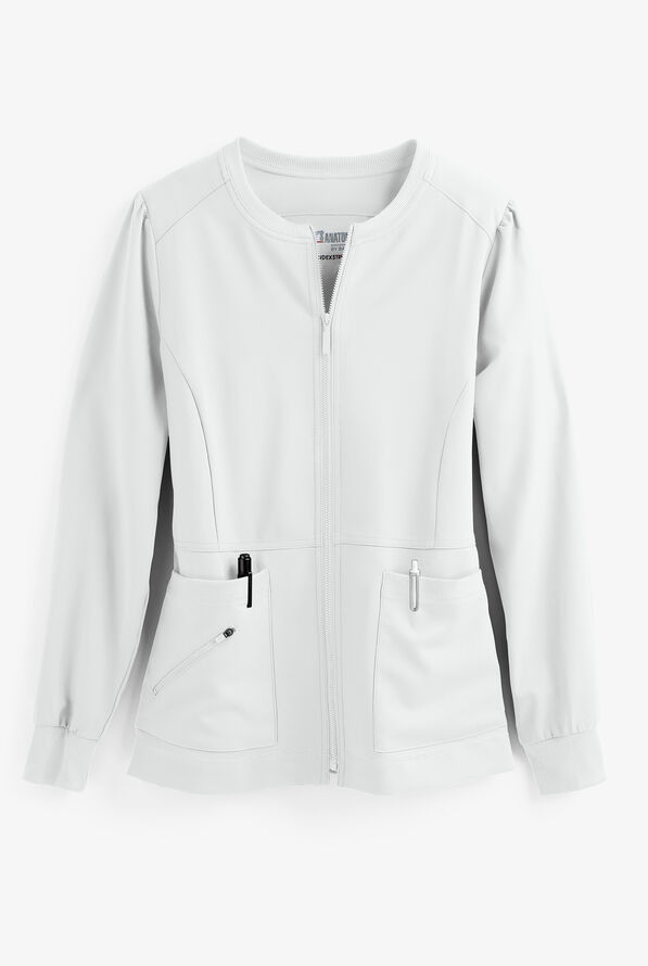 Grey's Anatomy Spandex Women's 3-Pocket Zip Front Warm Up Scrub Jacket ...