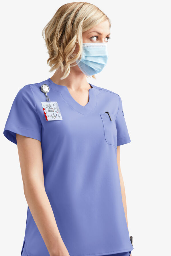 Easy STRETCH 1-Pocket Scallop Neck Scrub Top, Fashion Scrubs