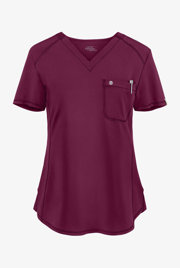 Cherokee Infinity Solid Women's V-Neck Tuck-In Top, Nursing Scrubs