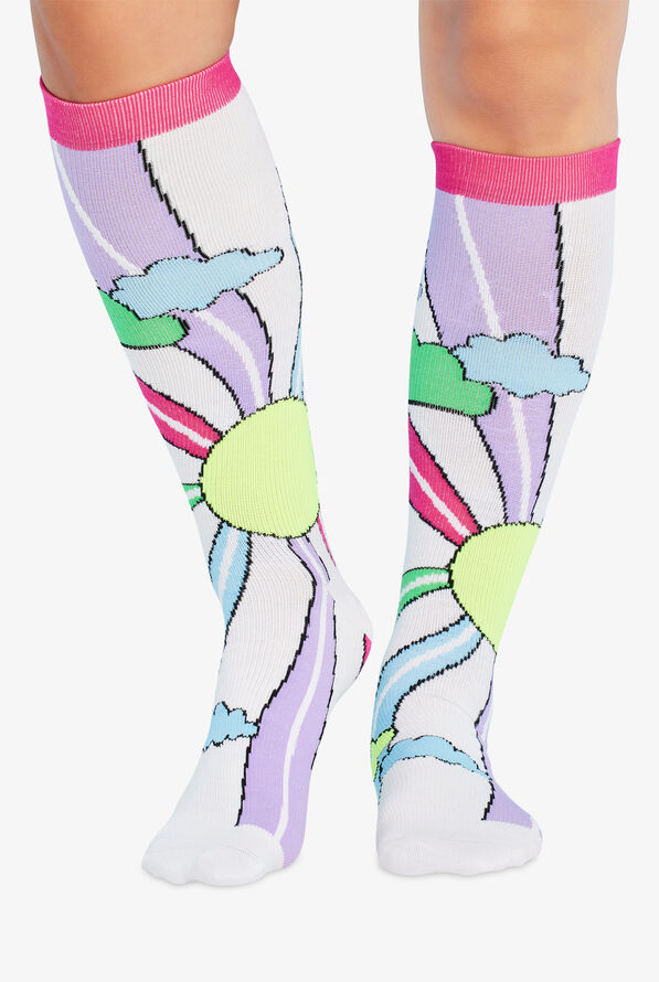 Cherokee Sun Burst Women's 10-15 mmHg Light Compression Socks, Print Sock