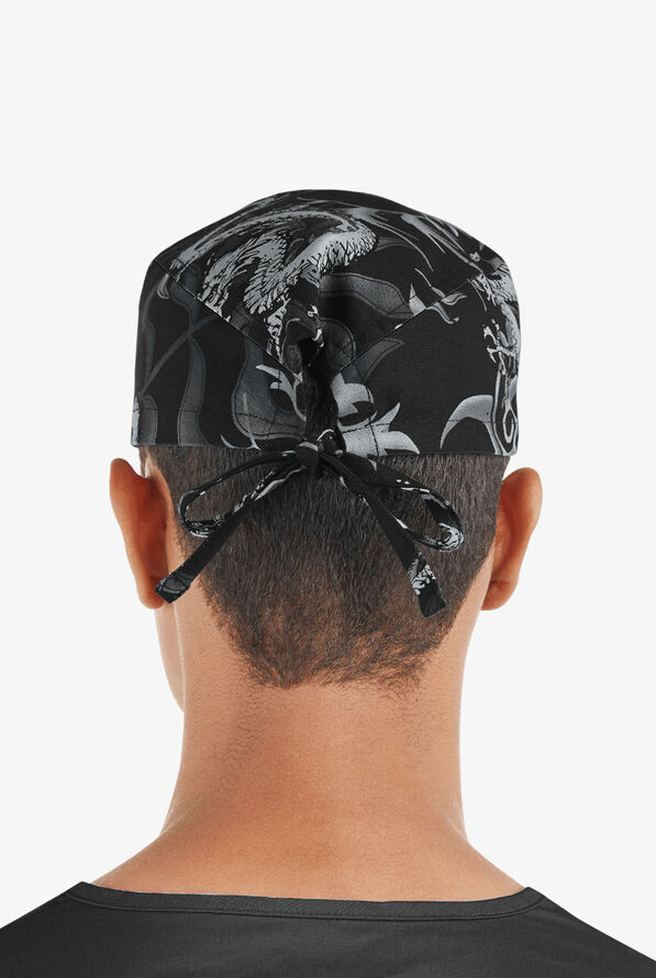 UA Asian Dragon Black Print Scrub Hat, Nursing Hats
