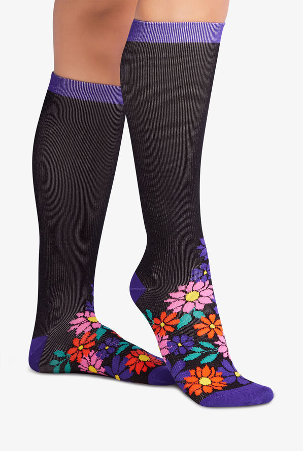 Cherokee Floral Edge Women's 10-15 mmHg Light Compression Socks ...