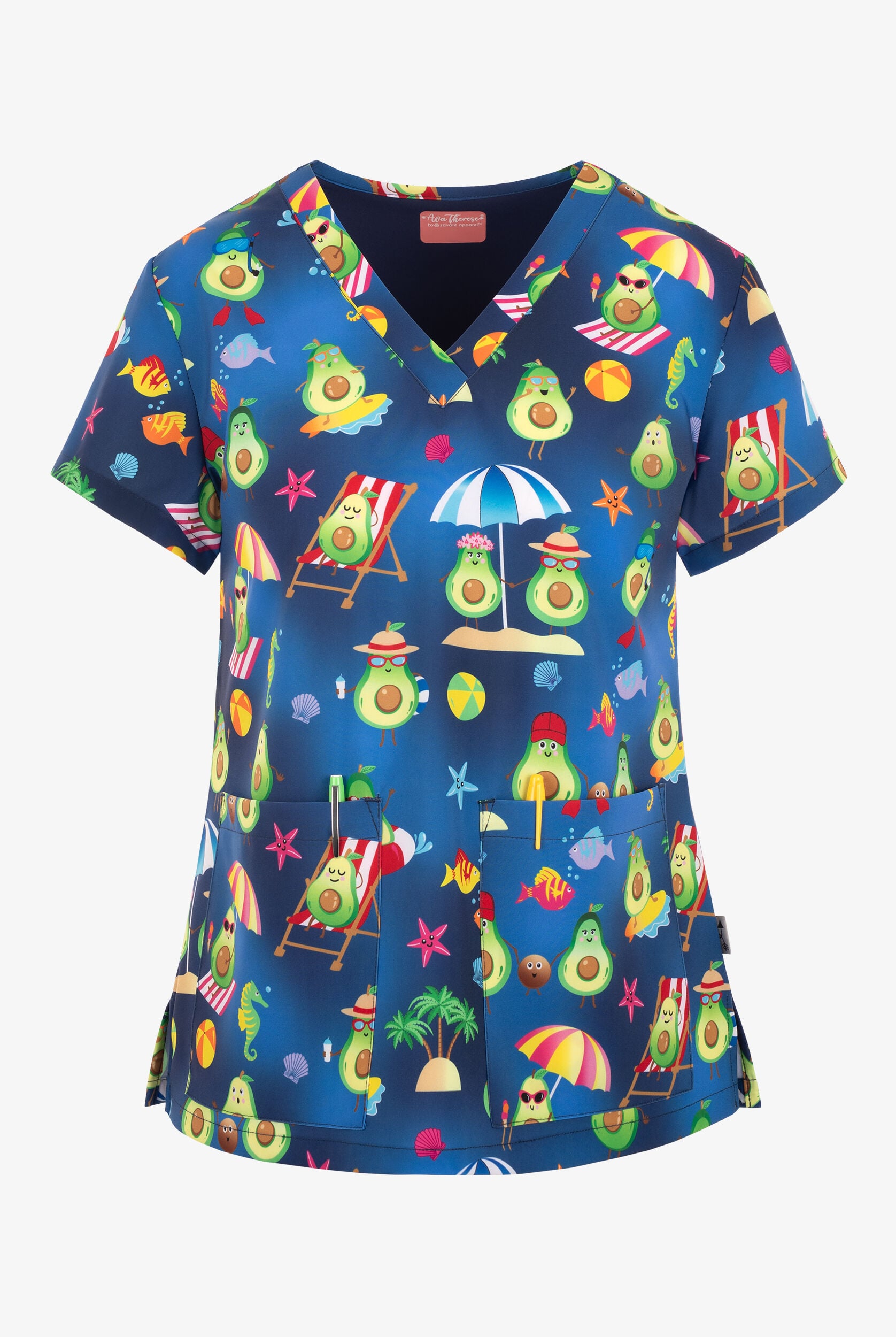 Zavate Ava Therese Avocado Paradise Women's Print Scrub Top | Uniform ...