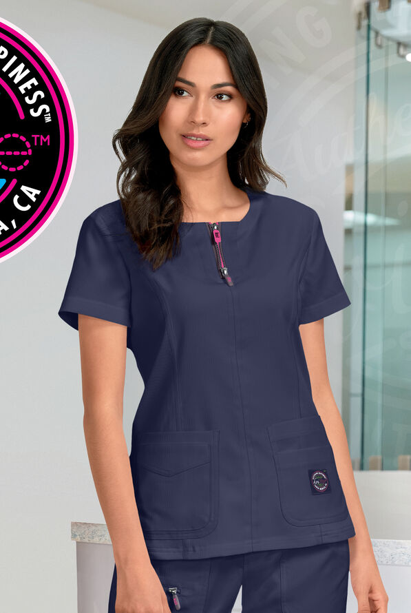 koi Lite Scrubs 317 Serenity Double Zipper Top | Fashion Scrub Tops