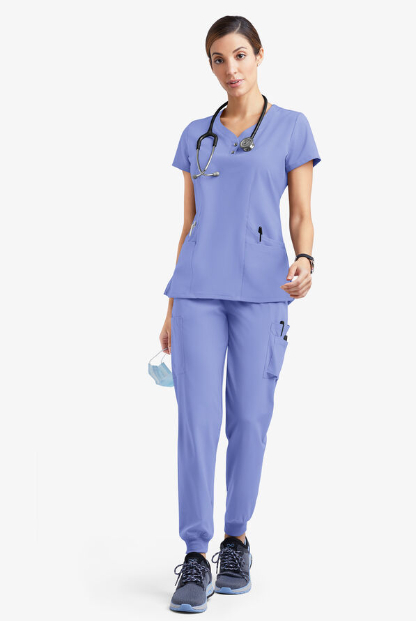 Easy STRETCH by Butter-Soft Demi Henley Scrub Top, Fashion Scrubs
