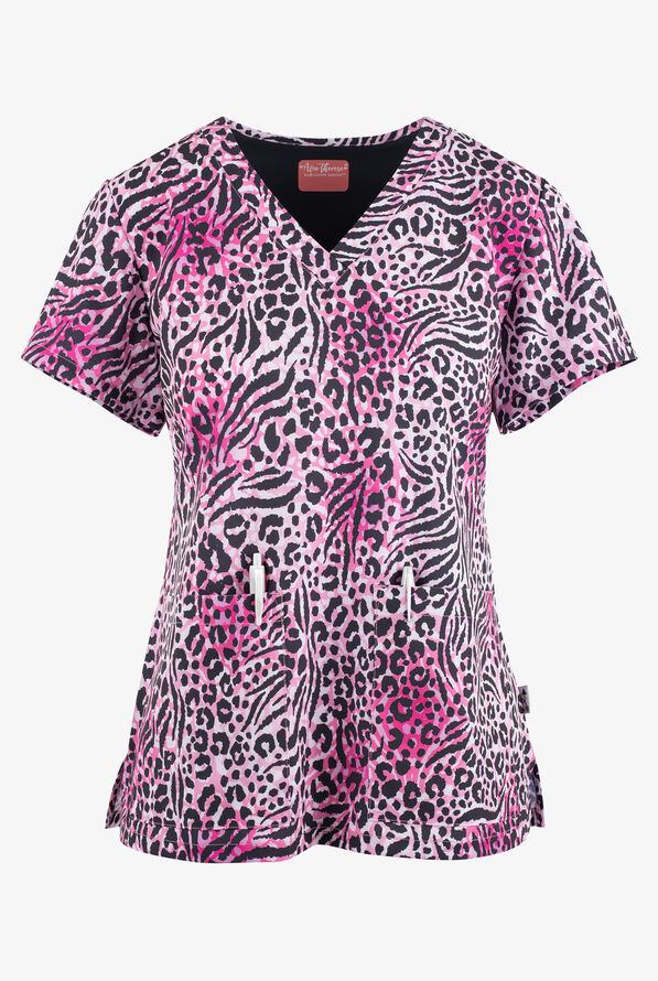 Zavate Ava Therese Wild Thing STRETCH Print Scrub Top, Print Scrubs