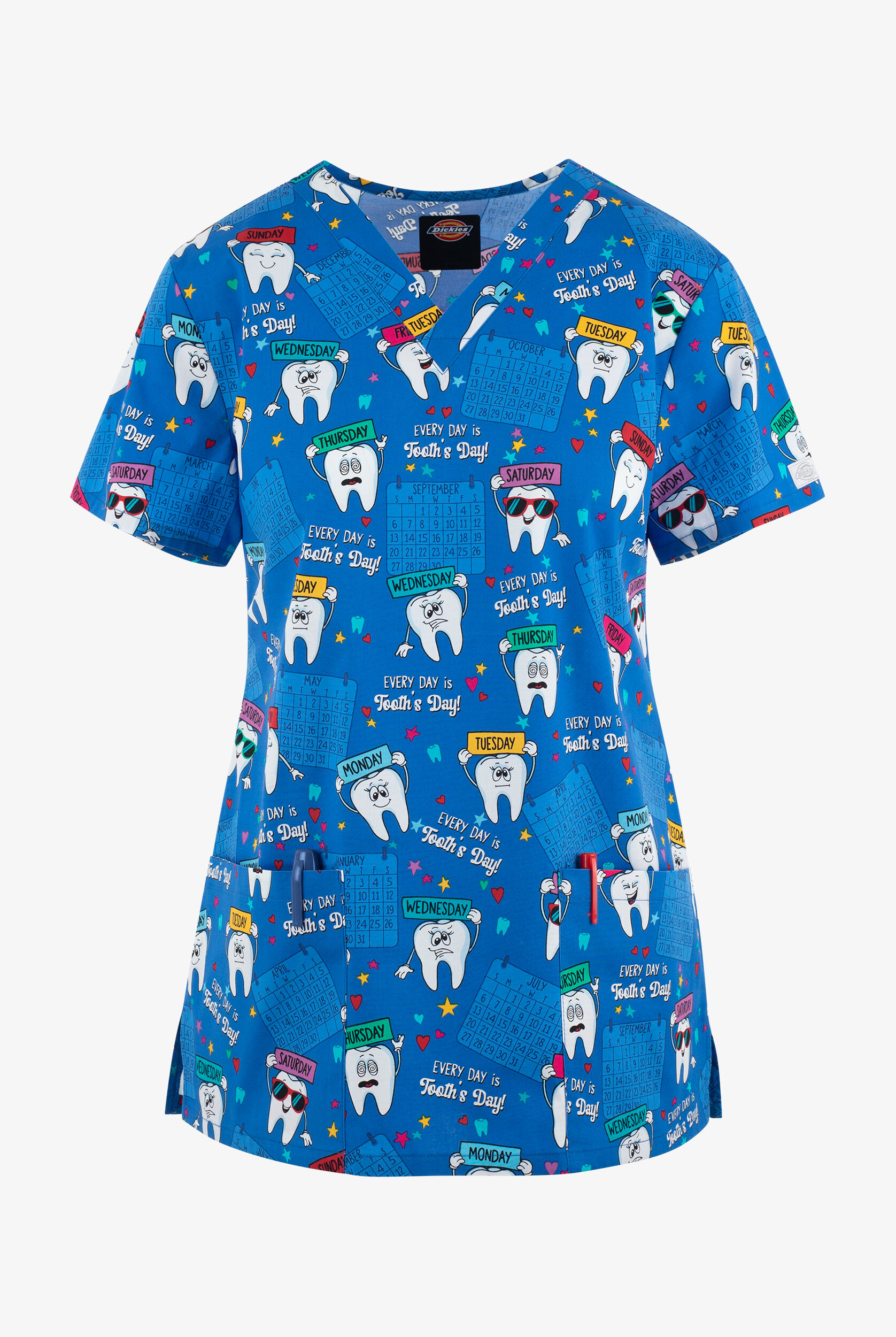 Dickies EDS Tooth's Day Everyday Women's 2-Pocket STRETCH V-Neck Print ...