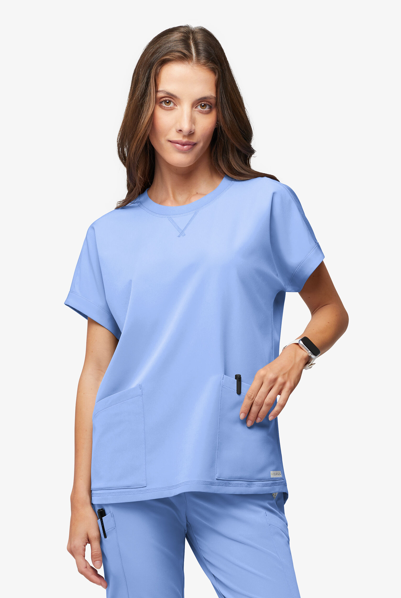 ReSurge Women's Crew Neck Top with Pockets, Crew Neck Tops