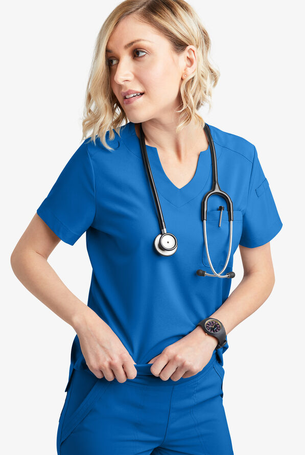 Easy STRETCH 1-Pocket Scallop Neck Scrub Top, Fashion Scrubs