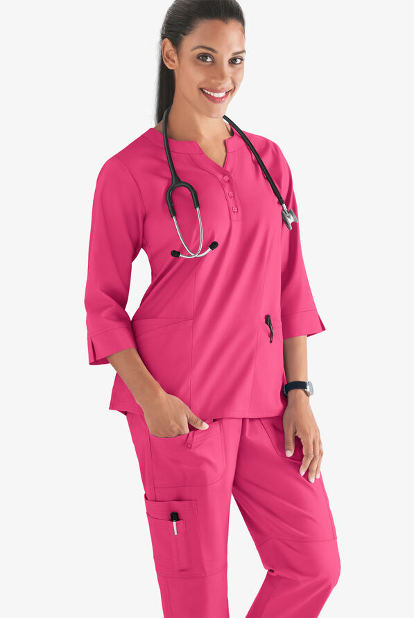 Butter-Soft STRETCH Scrubs By UA 3/4 Sleeve Top | Fashion Solid Scrubs