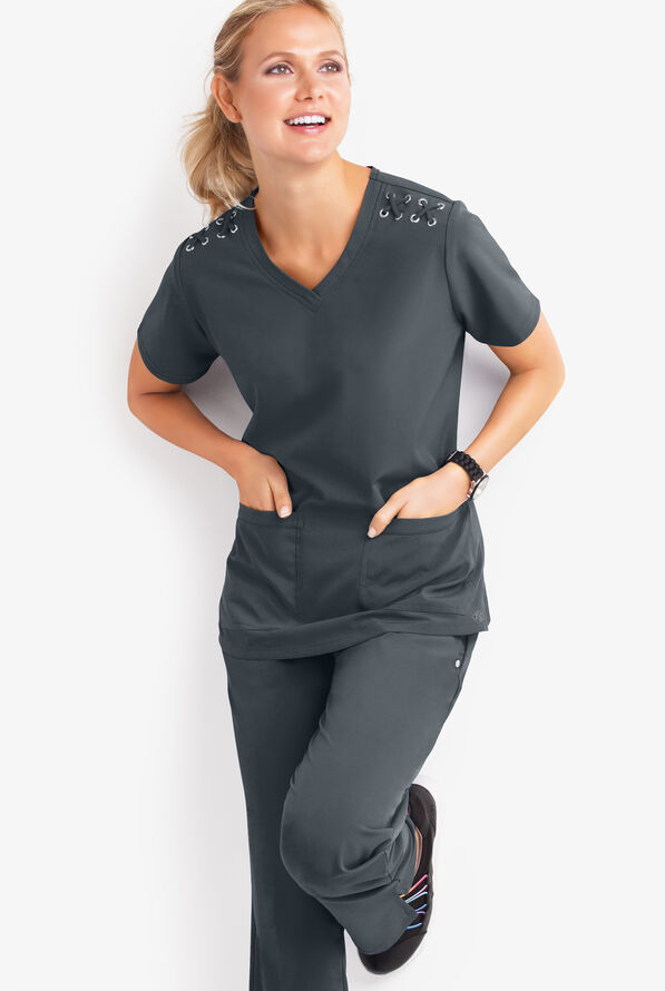 Easy STRETCH by Butter-Soft Leila Lace Up Scrub Top | Stretch Scrubs