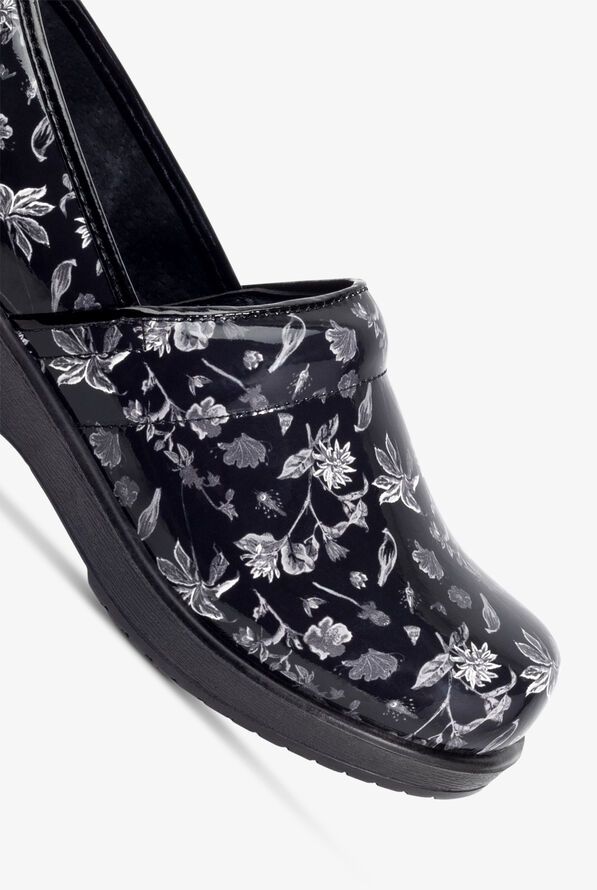 Savvy Women's Brandy Silver Flower Patent Leather Nursing Clogs, Non ...