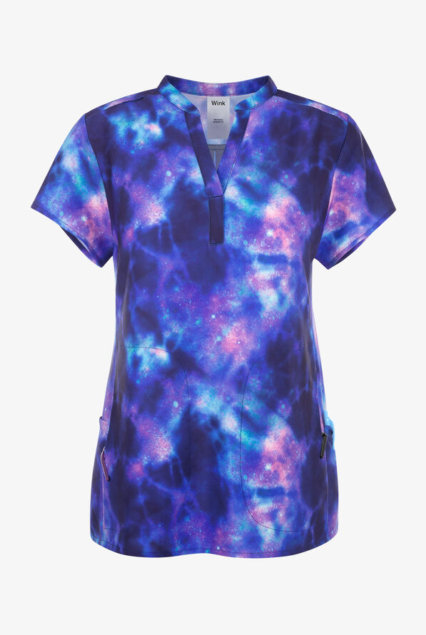 Wonder Wink Luminous Batik Women's 4-Pocket STRETCH Mandarin Collar ...