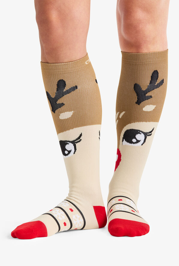 Cherokee Women's Deer Santa 10-15 mmHg Light Compression Socks, Nursing ...