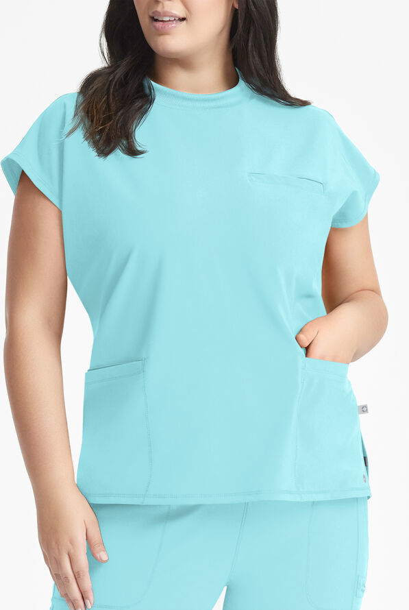 Cherokee Infinity Women's 4-Pocket STRETCH Dolman Sleeve Rib-Knit Mock ...