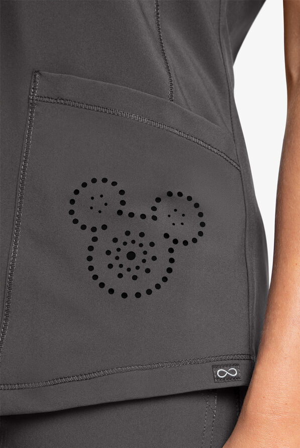 Cherokee Infinity Mickey Laser Cut STRETCH Scrub Top, Nursing Scrubs